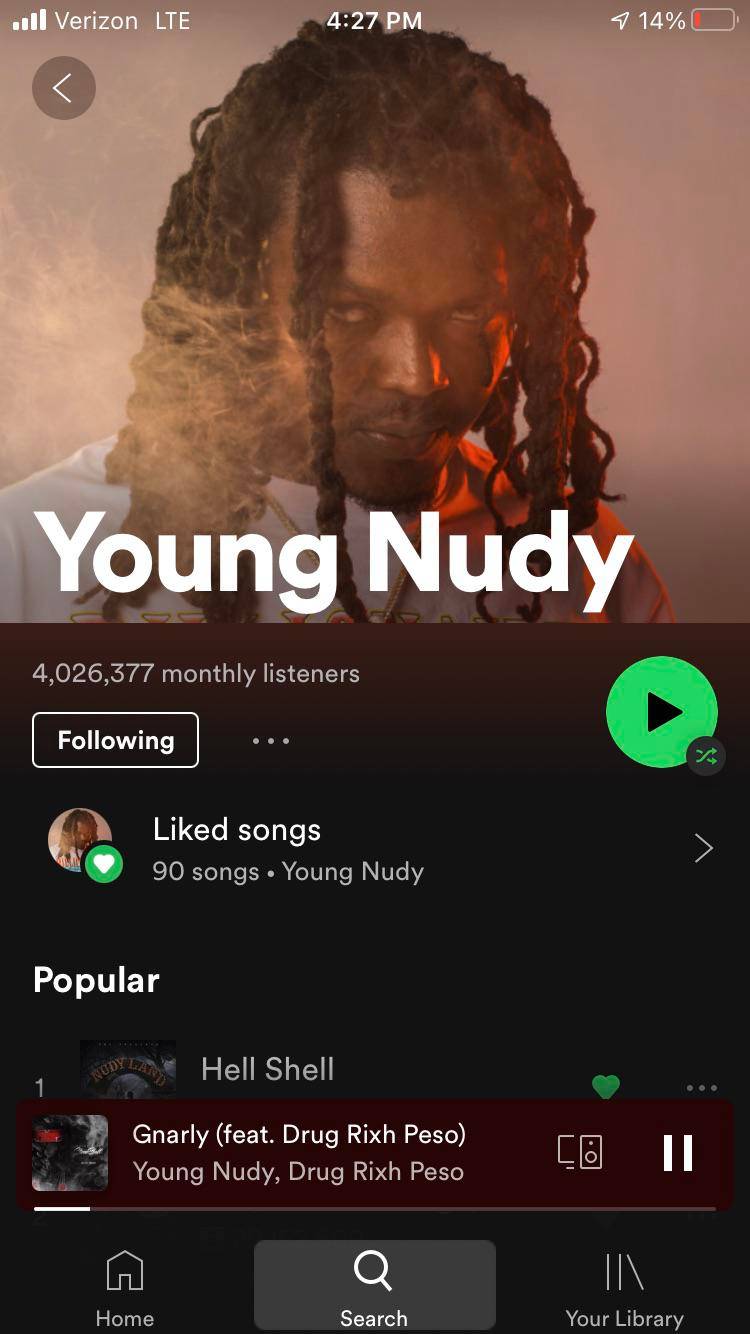 Nudy hit 4 mil monthly listeners on spotify | Scrolller