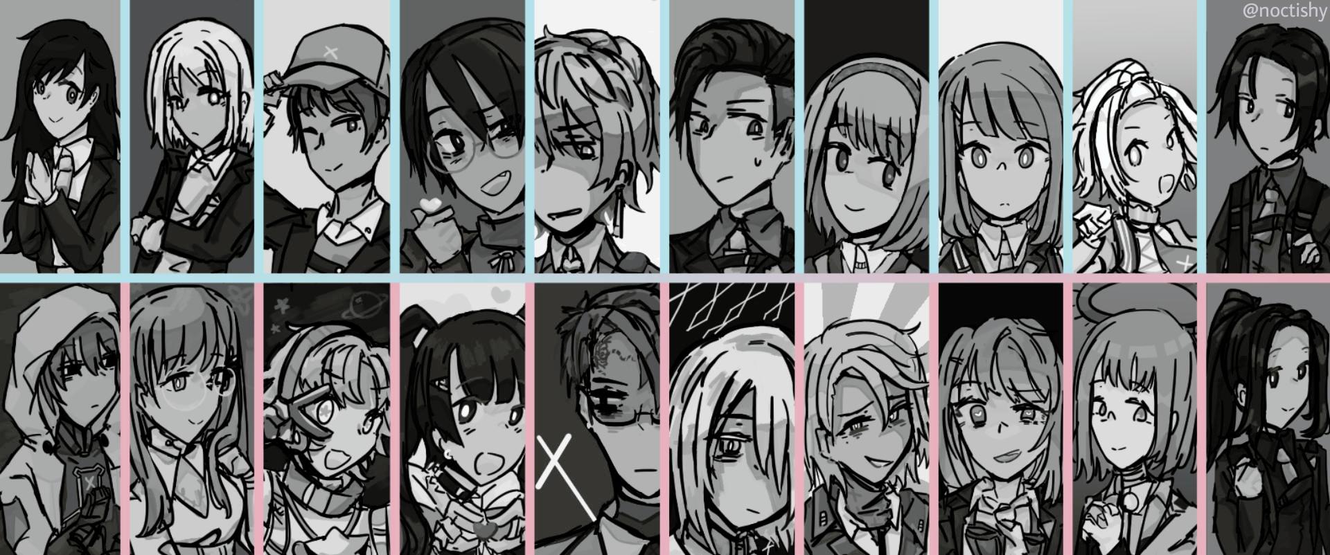 [OC] Grayscale fanart I did of (most of) the cast. Happy 1st anniversary, Caligula 2 ! | Scrolller