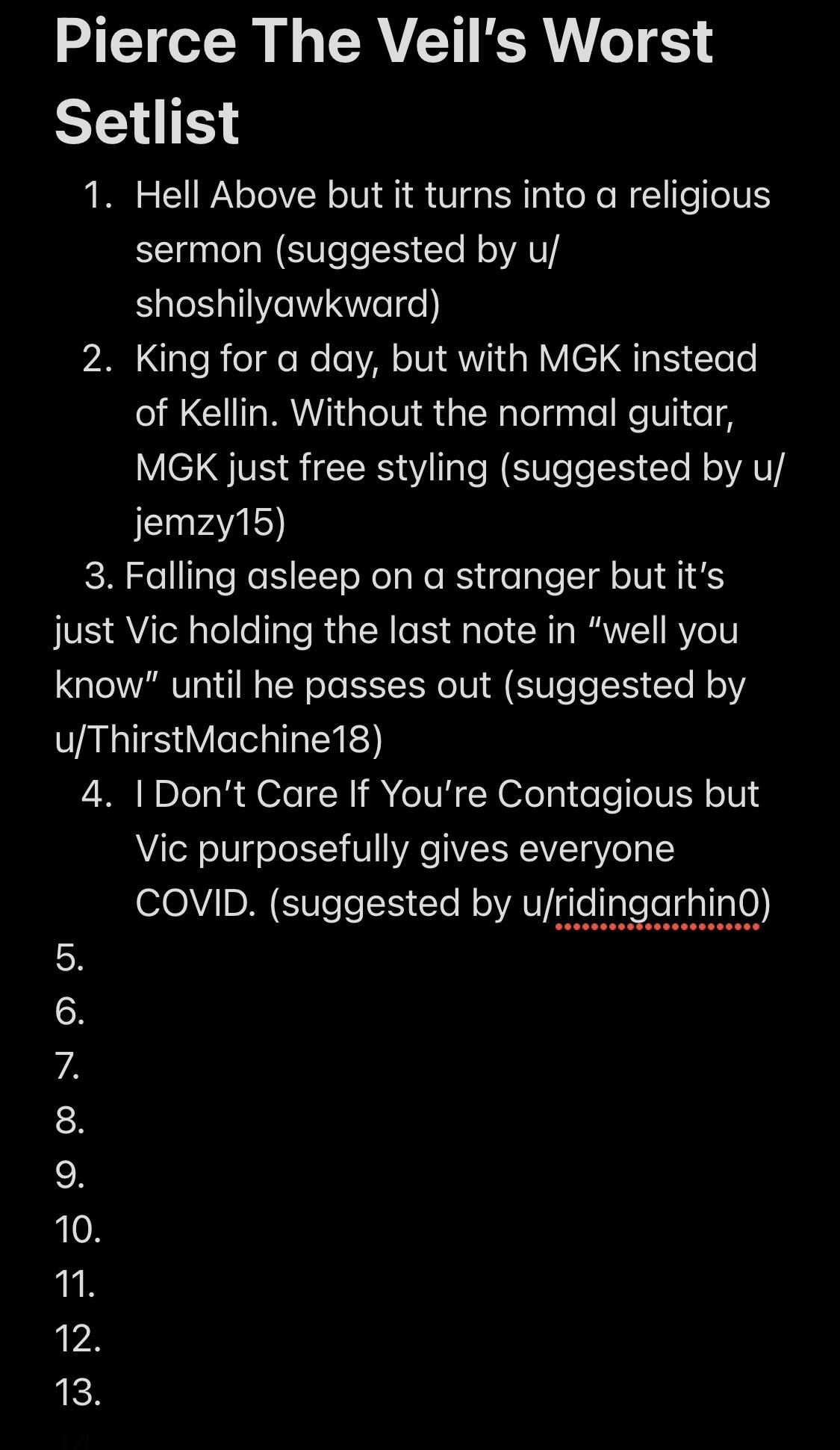 Pierce The Veil’s Worst Setlist Day 5 | Scrolller