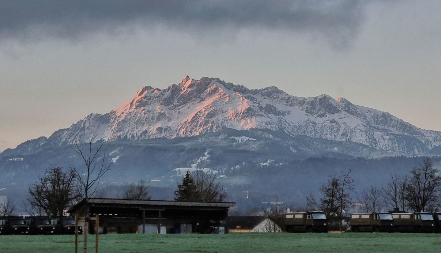 Pilatus with Alpenglow, seen from my military base | Scrolller