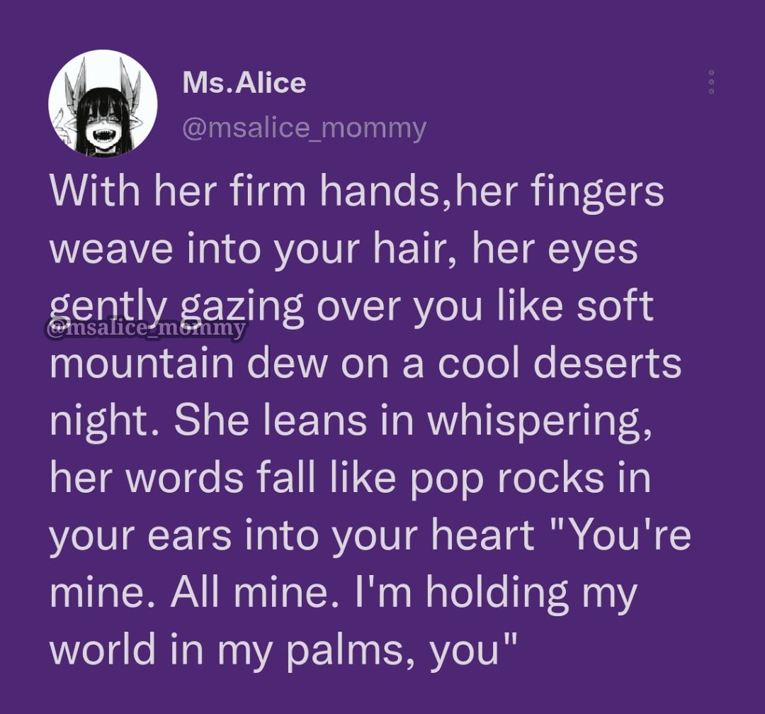 Pov: Your domme is cuddling you. It's been a while since I wrote something like this💜 | Scrolller