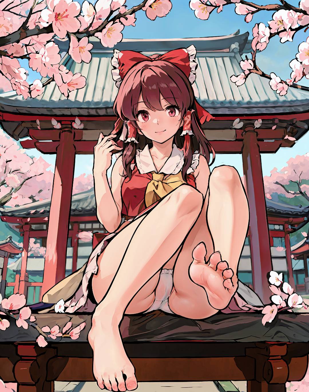 Reimu enjoying the breeze | Scrolller