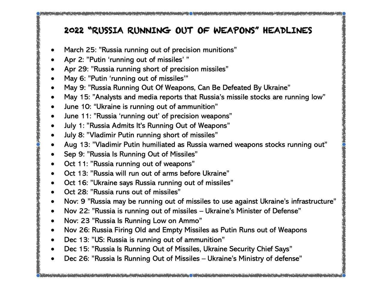 Ru Pov: Russia running out of Weapons/Ammunition MSM headlines | Scrolller