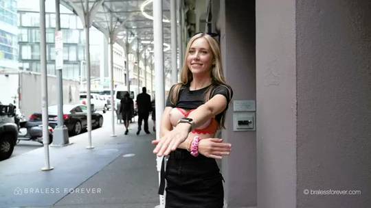 Shan pole dancing in the city... Full 27min can be seen on BralessForever! | Scrolller