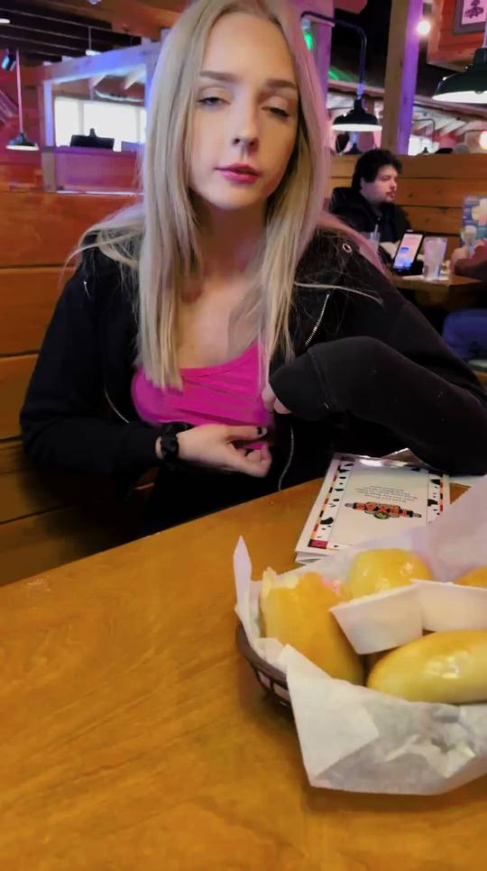 Showing my tits in the restaurant[F] | Scrolller