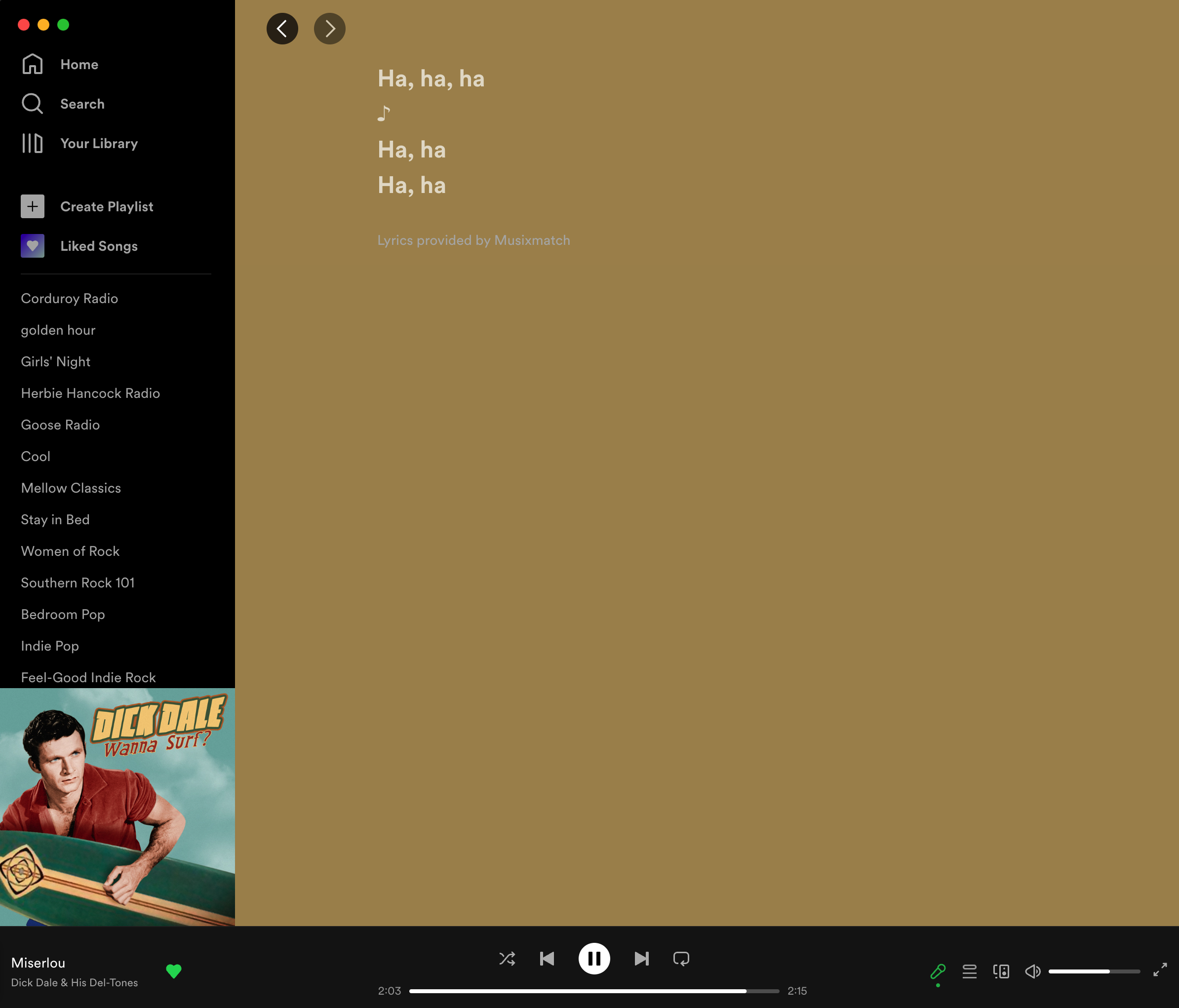 Spotify provides the complete lyrics to "Miserlou". | Scrolller