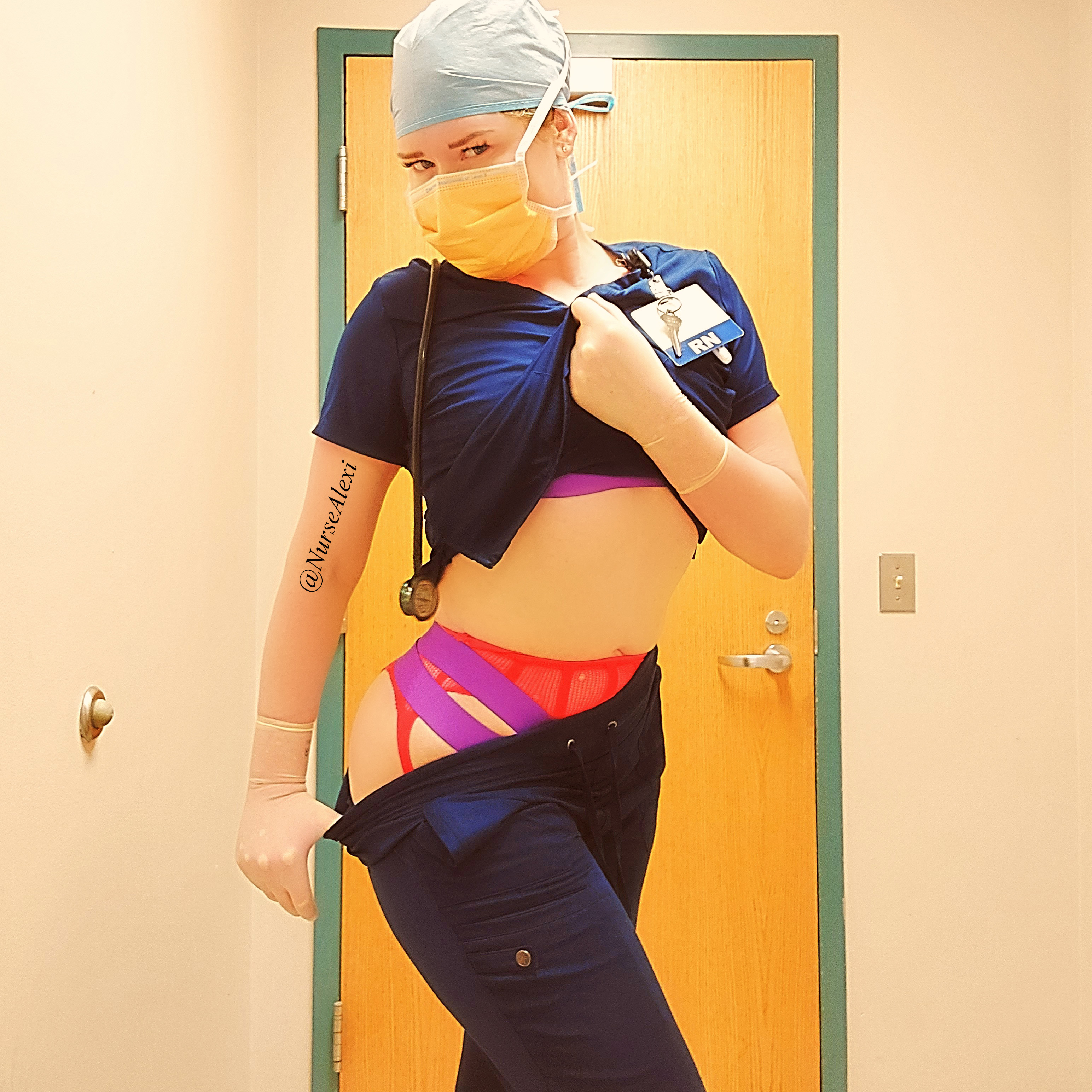 Take a peak under my scrubs. Our secret 🤭🤫🧤🩺 | Scrolller