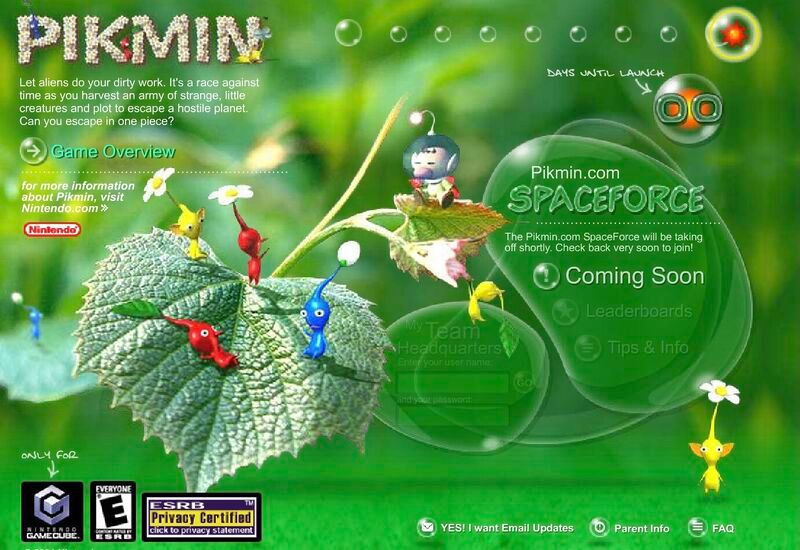 The homepage for an old Pikmin browser game. | Scrolller