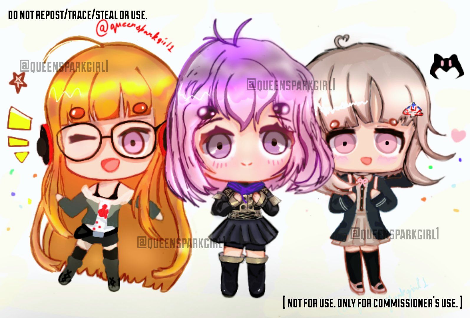 Three Chibi Girls by @queensparkgirl1 | Scrolller