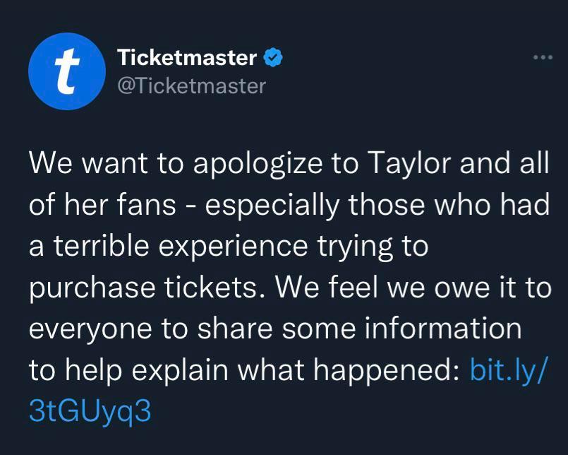 Ticketmaster apologizes to Taylor and the fans | Scrolller