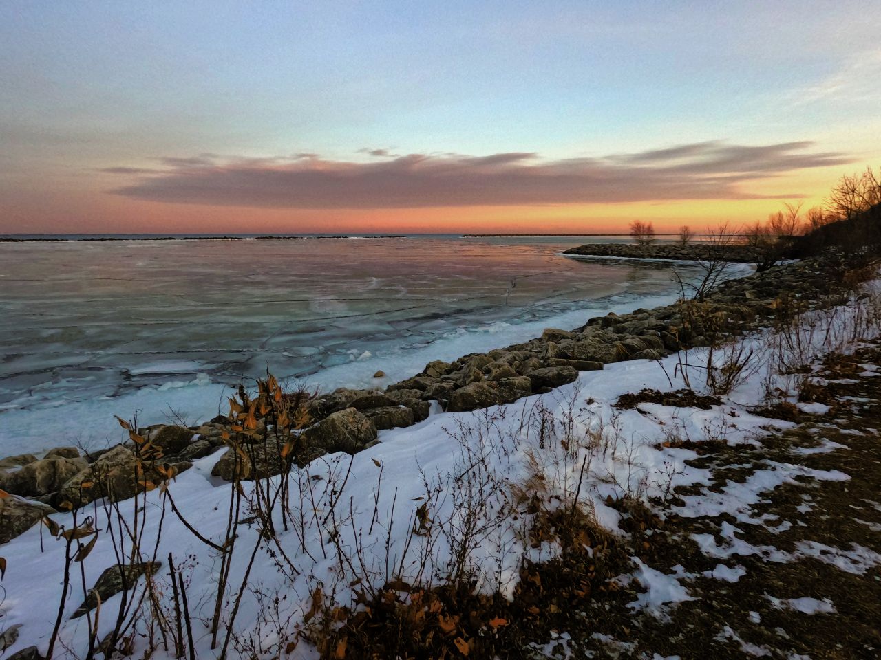 Winter View of Lake Michigan at Sunset | Scrolller