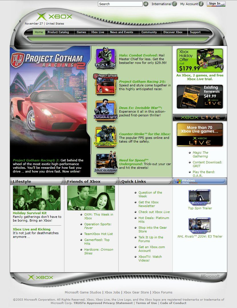 Xbox website (2003) | Scrolller