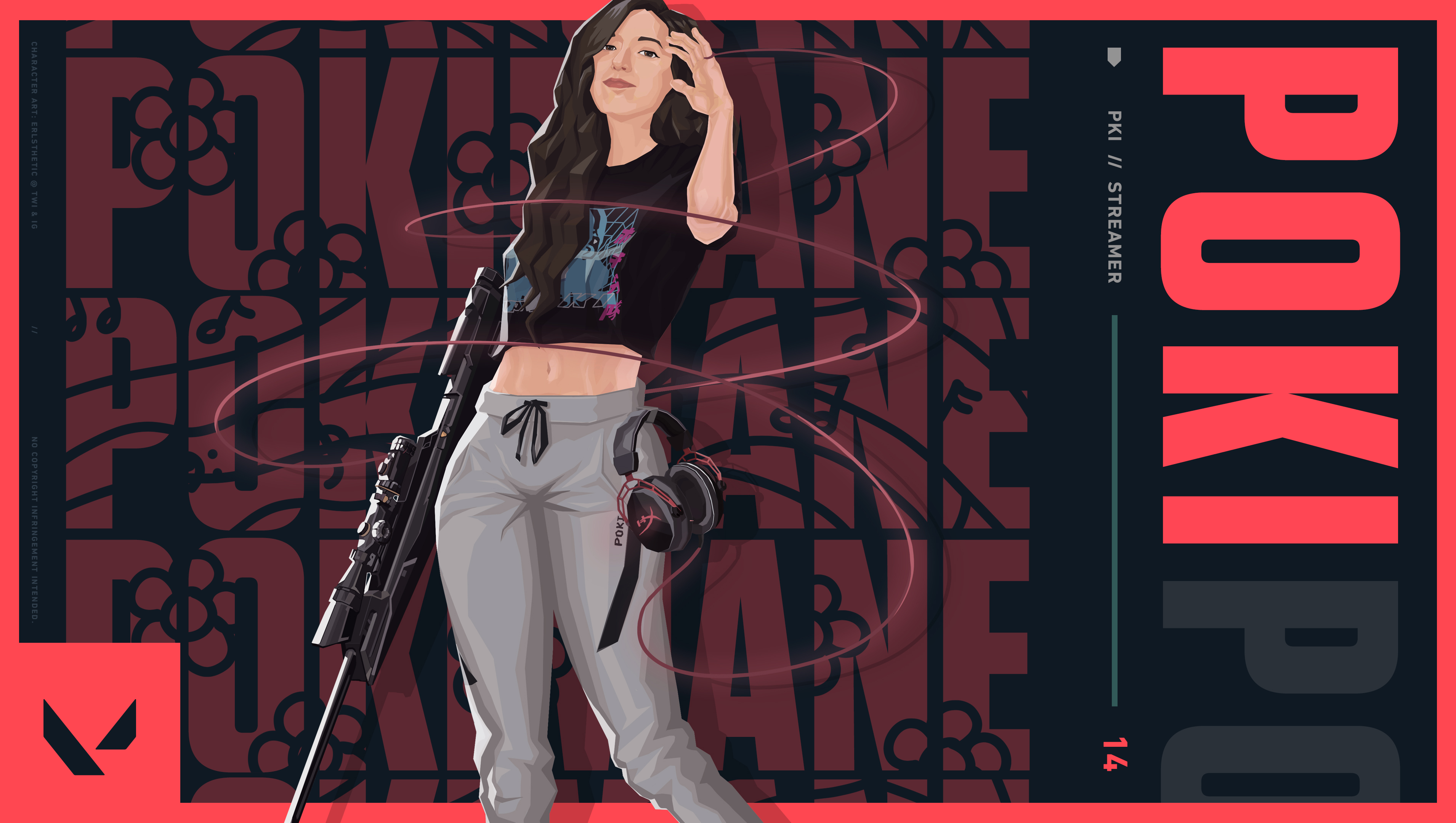 (1/2) Made a pokimane x hyperx collab as a valorant agent fan art. Hope poki will notice it🥺👉👈 ...