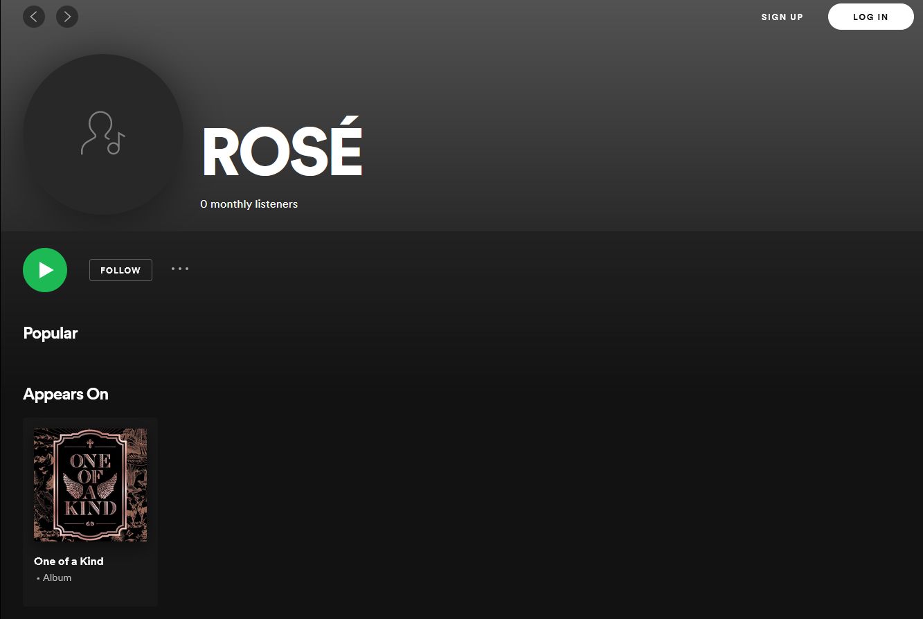 201228 Rosé has a profile on Spotify! | Scrolller