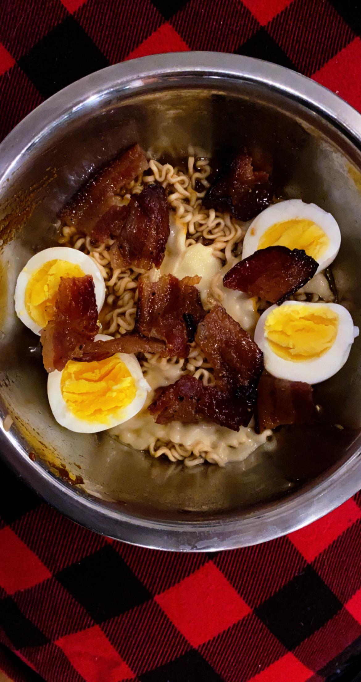 2AM Bourbon Bacon, Egg, and Muenster cheese ramen 🥰 | Scrolller