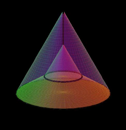 3D Projection of a Rotating 4D Cone Prism | Scrolller