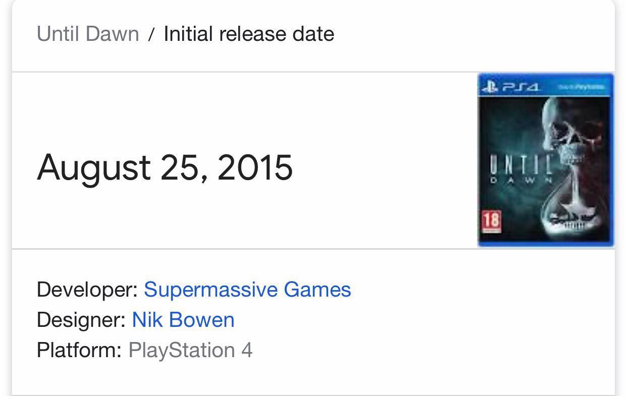 5 years ago today, Until Dawn was released. What’s one of your favorite memories while playing ...