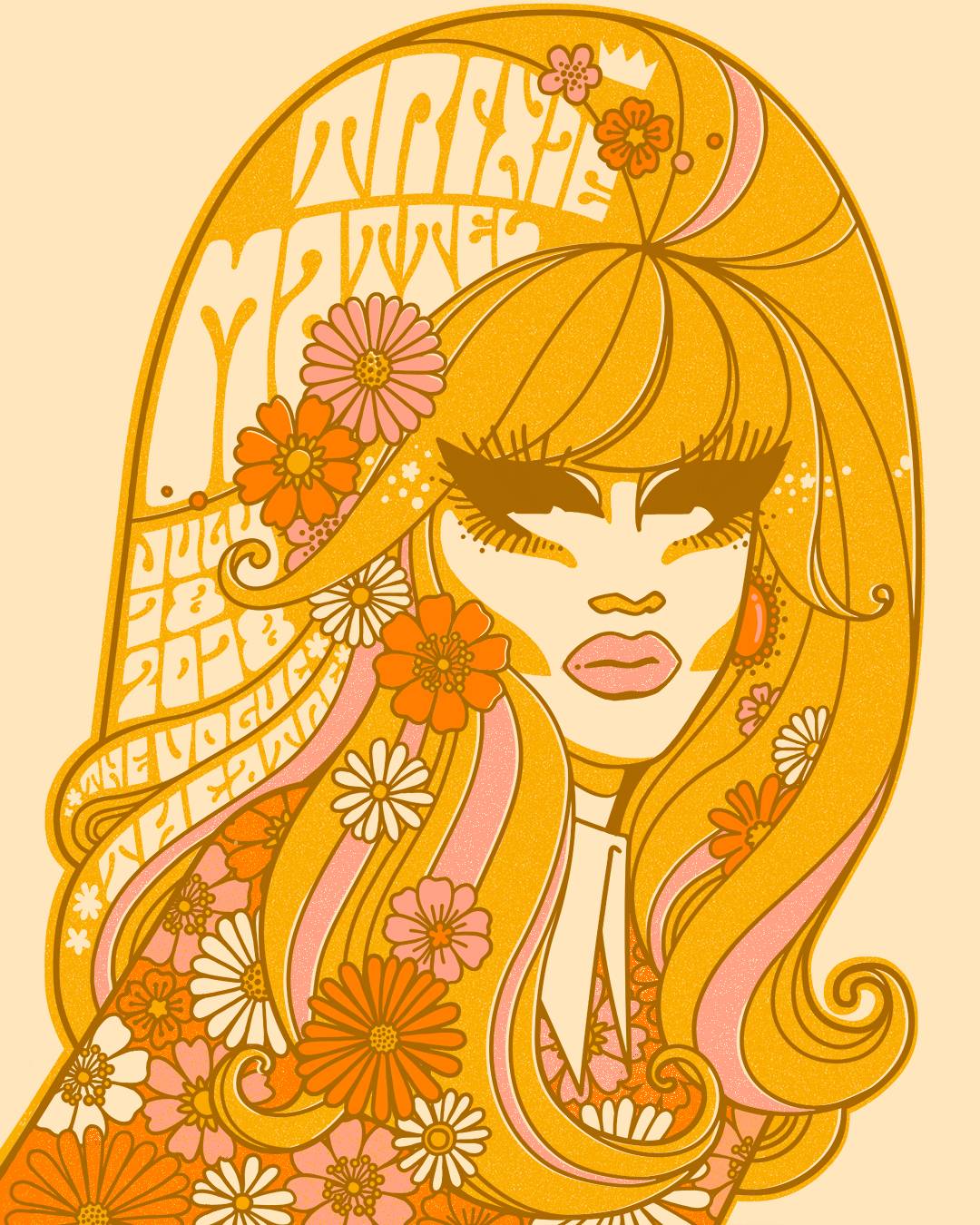 60s inspired Trixie Mattel concert poster 🌼 | Scrolller