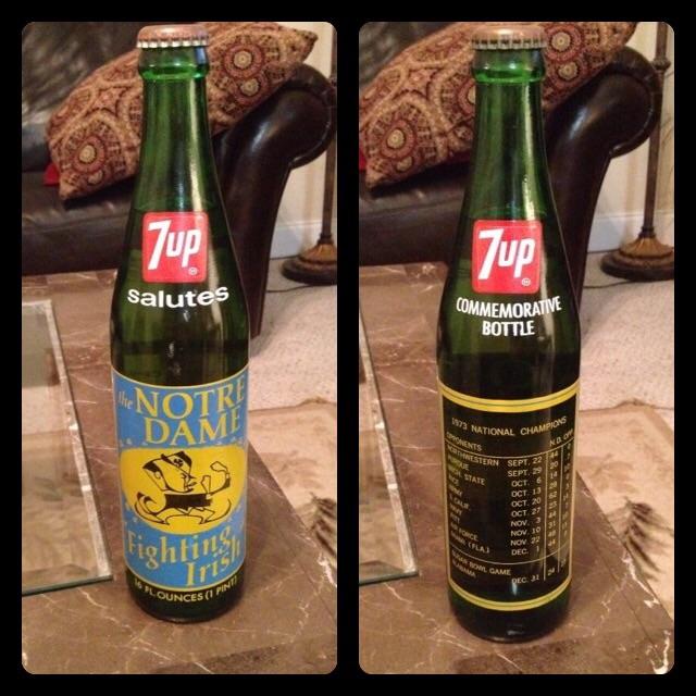 7up bottle from 1973: Notre Dame - National Champions commemorative bottle. | Scrolller