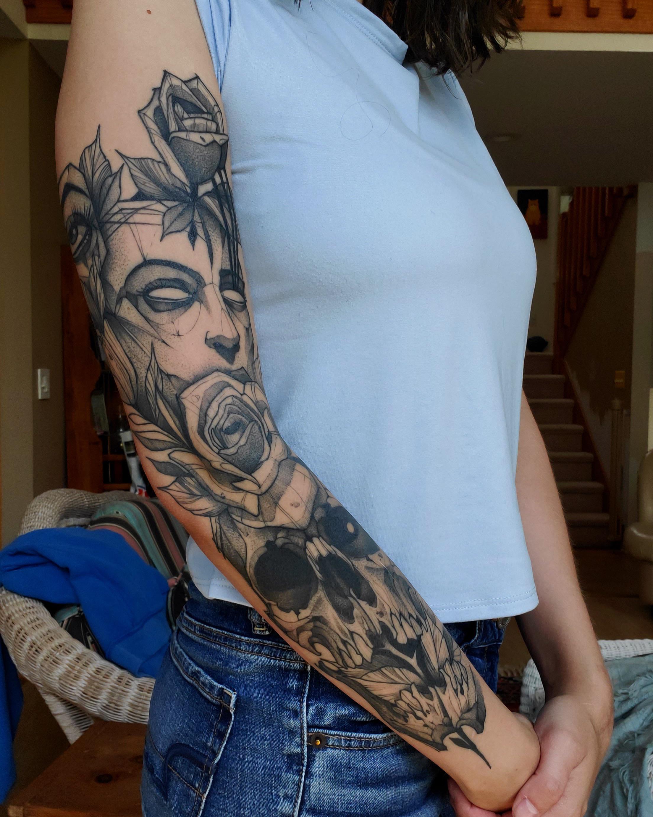 90% healed sleeve progress done by Max LaCroix at Akara Arts in Milwaukee, WI | Scrolller