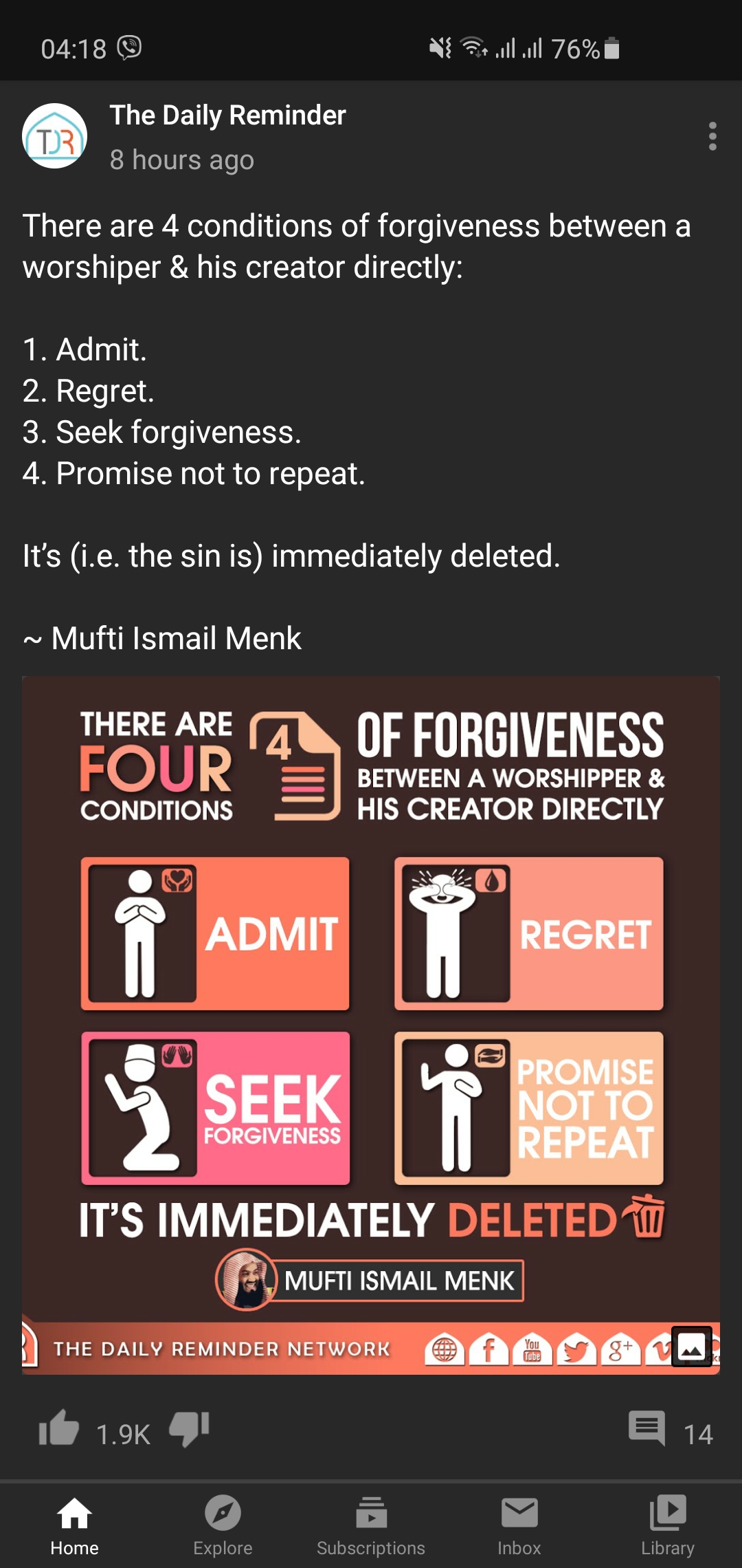 A beautiful reminder by Mufti Menk, may Allah reward him for this | Scrolller