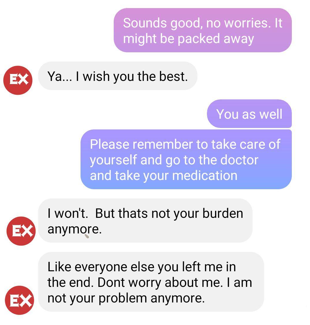 A month ago this guilt trip might have worked on me. I left him on read, yay for growth! | Scrolller