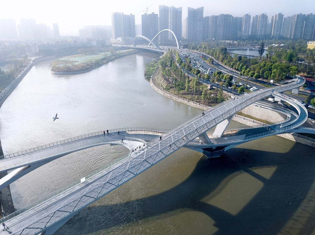 A new pedestrian bridge has opened in Chengdu, China. | Scrolller