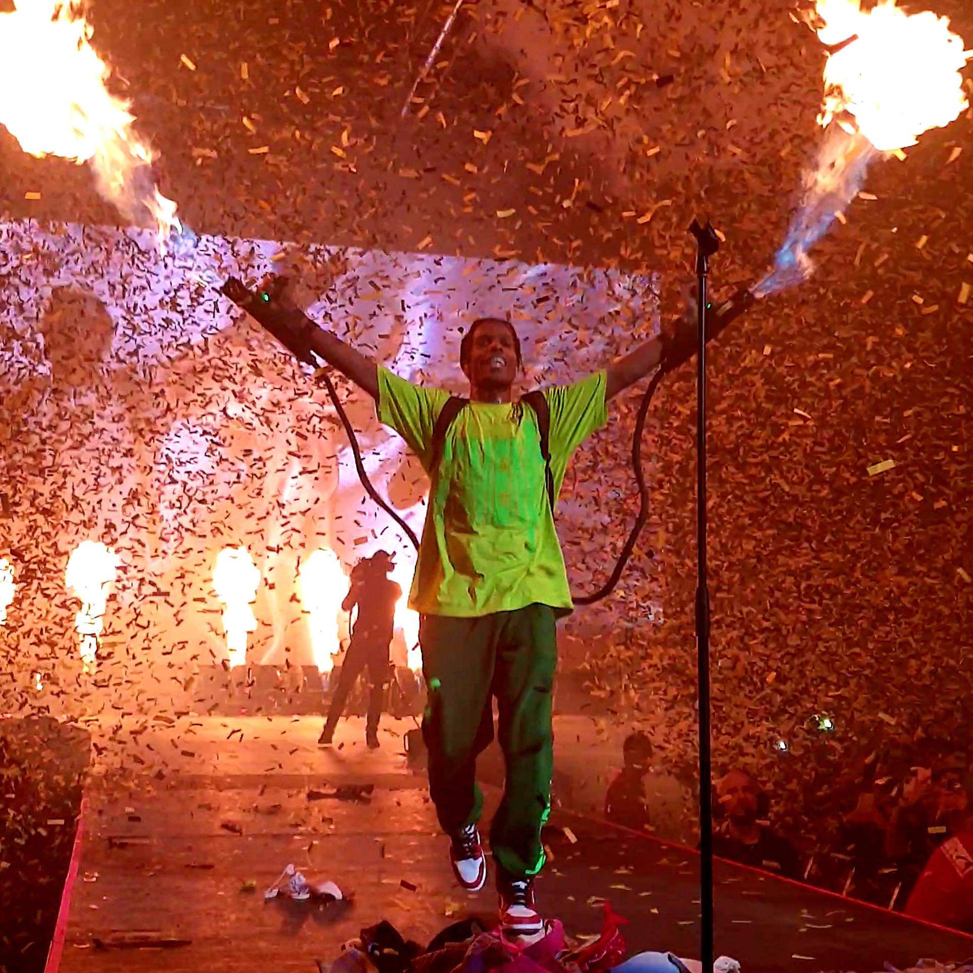 A pic of Flacko with 2 effin flamethrowers. From his Sweden show | Scrolller
