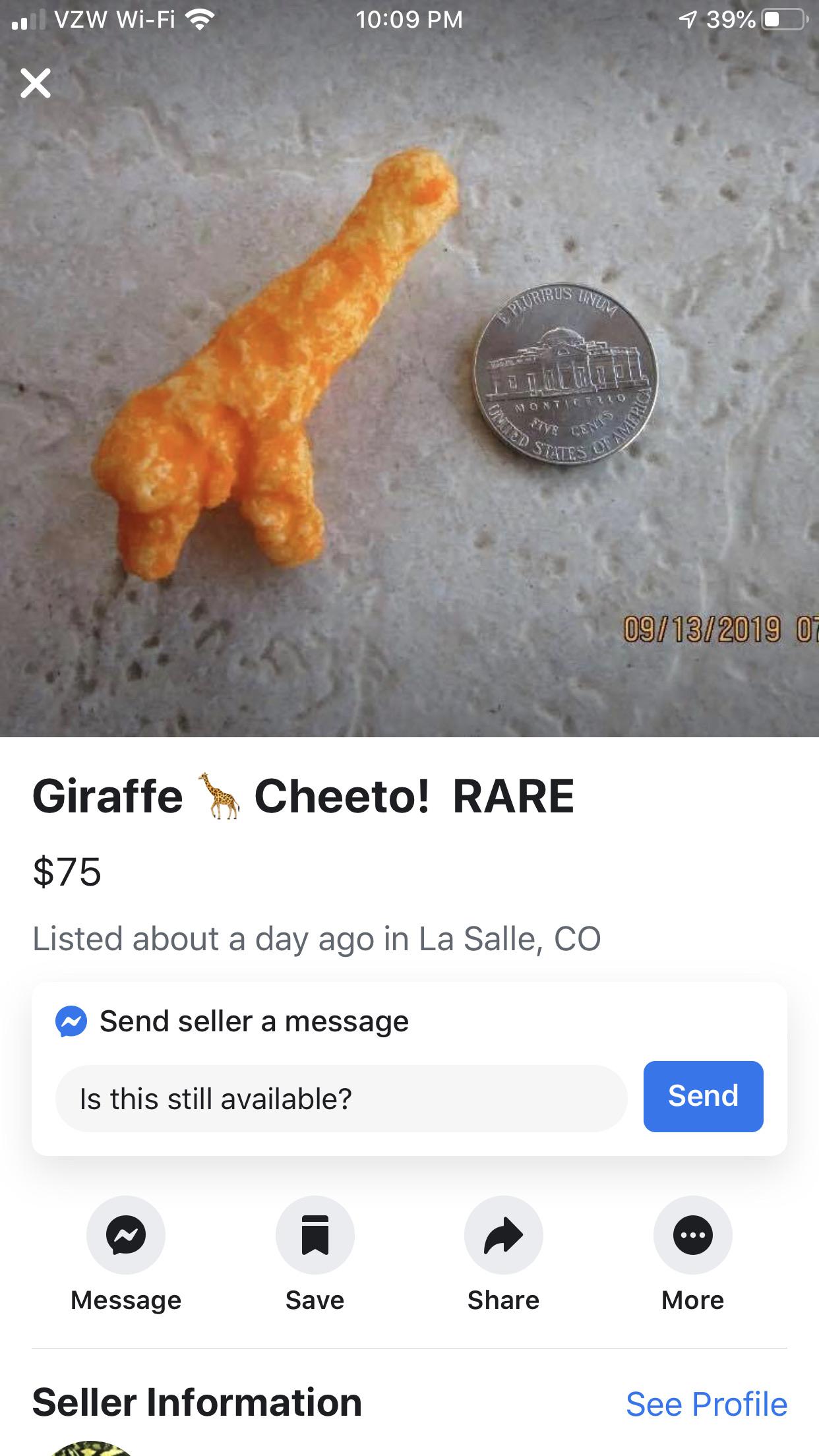 A RARE Giraffe Cheeto! $75 is a steal! | Scrolller