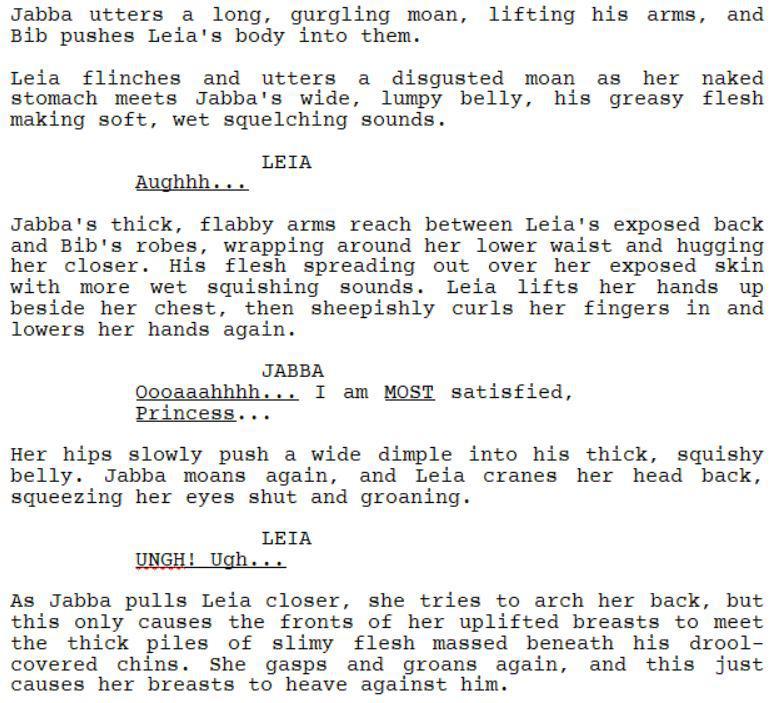 A sample of the Slave Leia and Jabba script... | Scrolller