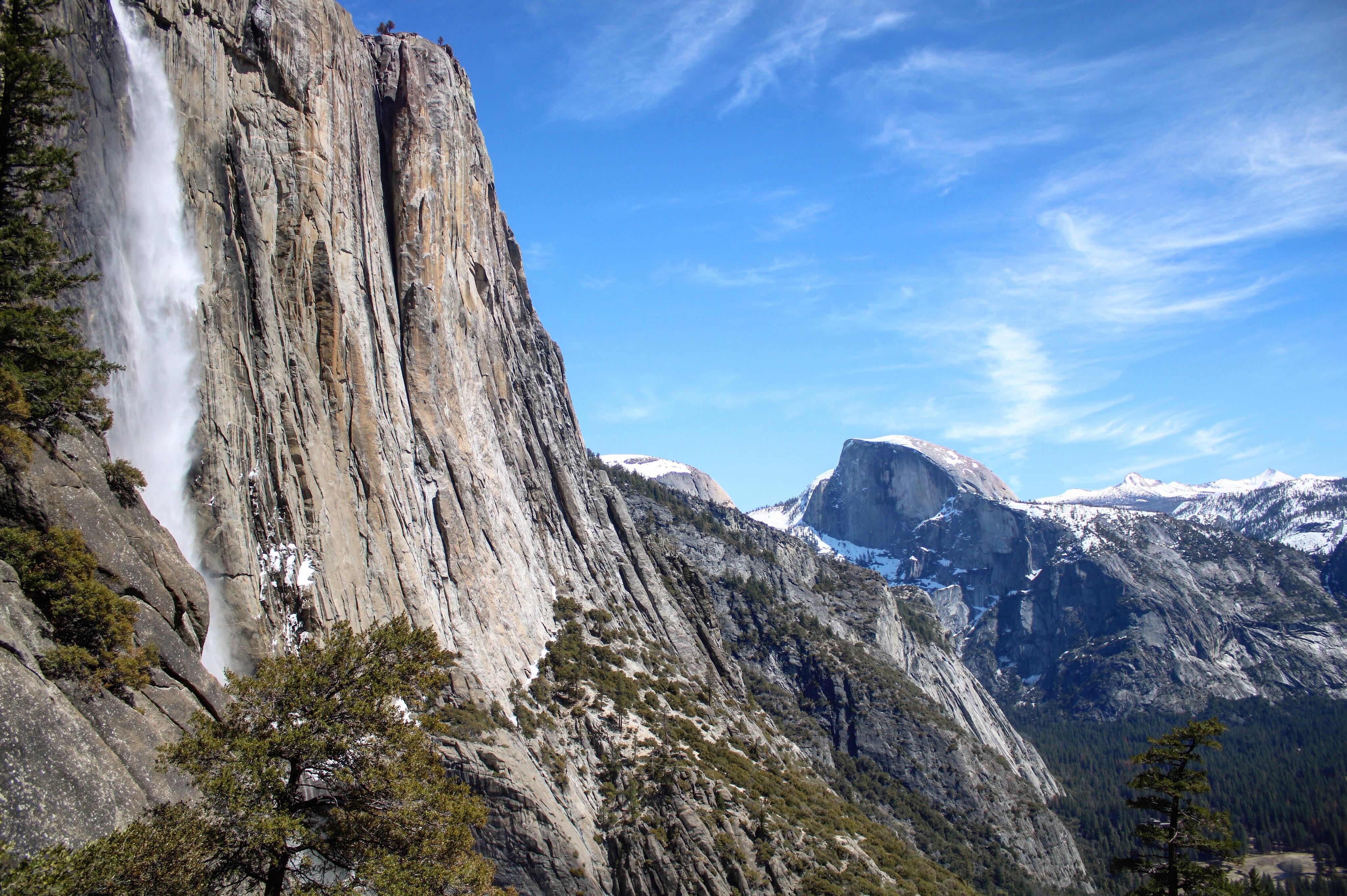 A shot of Upper Yosemite Falls and Half Dome taken from the Upper Yosemite Falls trail. 3/30/19 ...