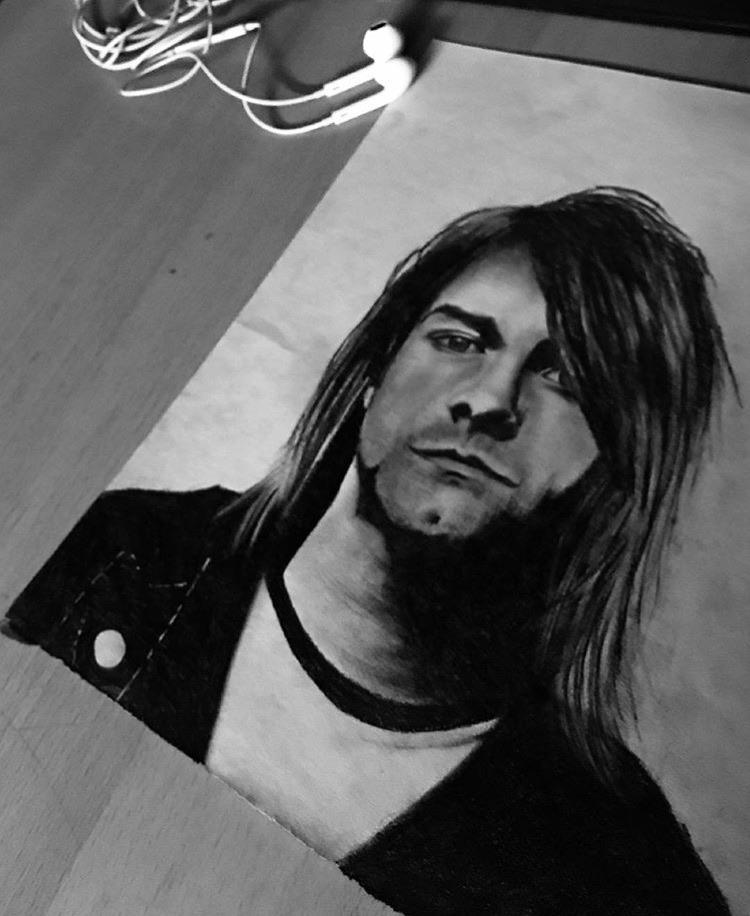 A sketch of kurt Cobain. | Scrolller