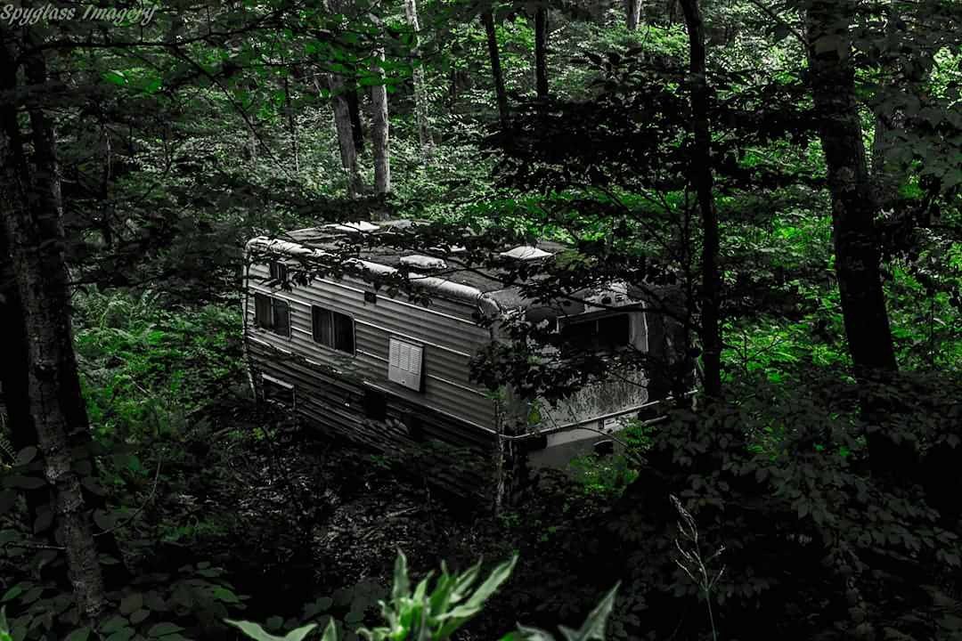 Abandoned camper in the woods | Scrolller