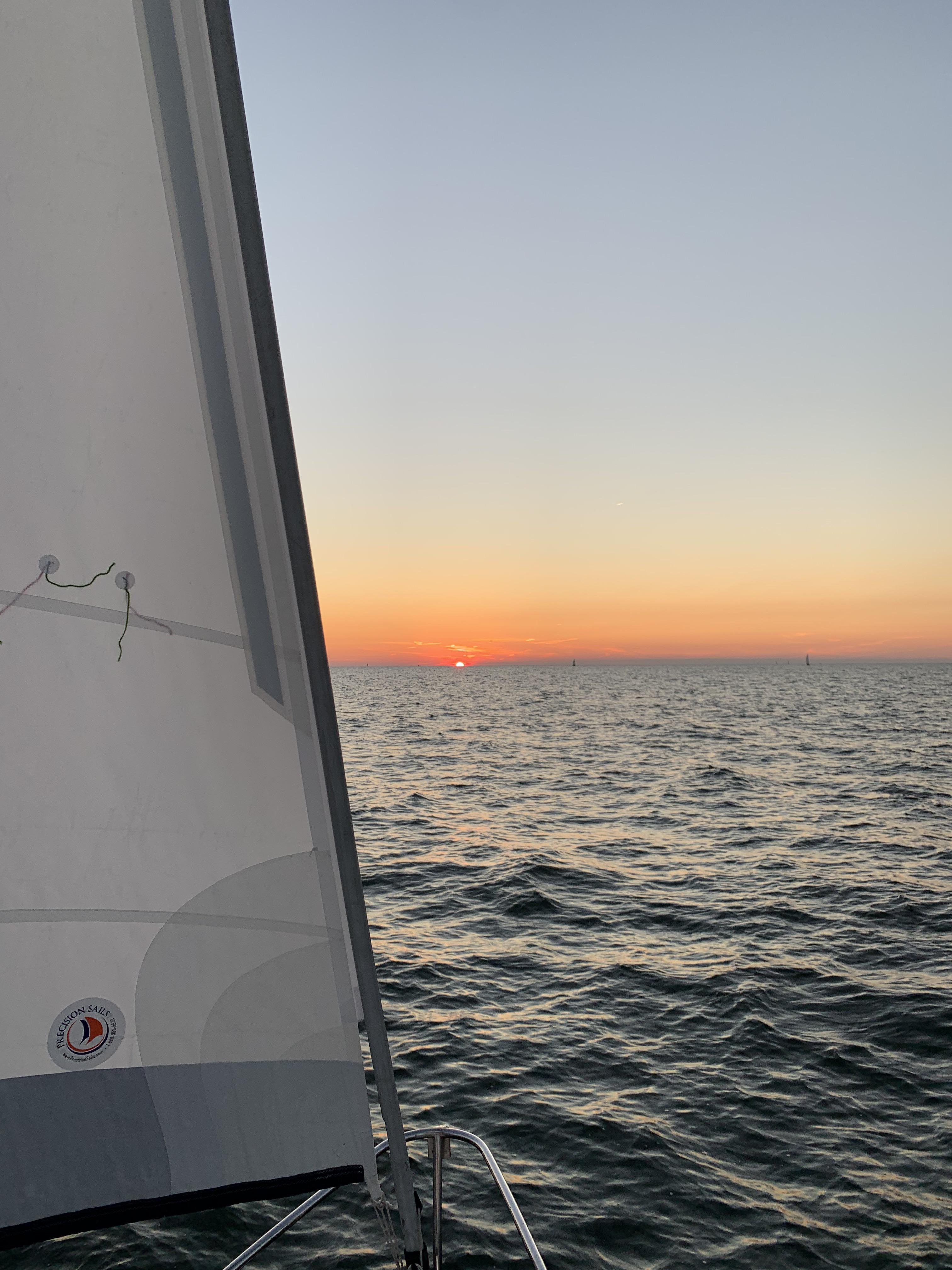 After 2 weeks of fixing a motor, wife and I enjoyed our 1st sunset sail with no one else onboard ...