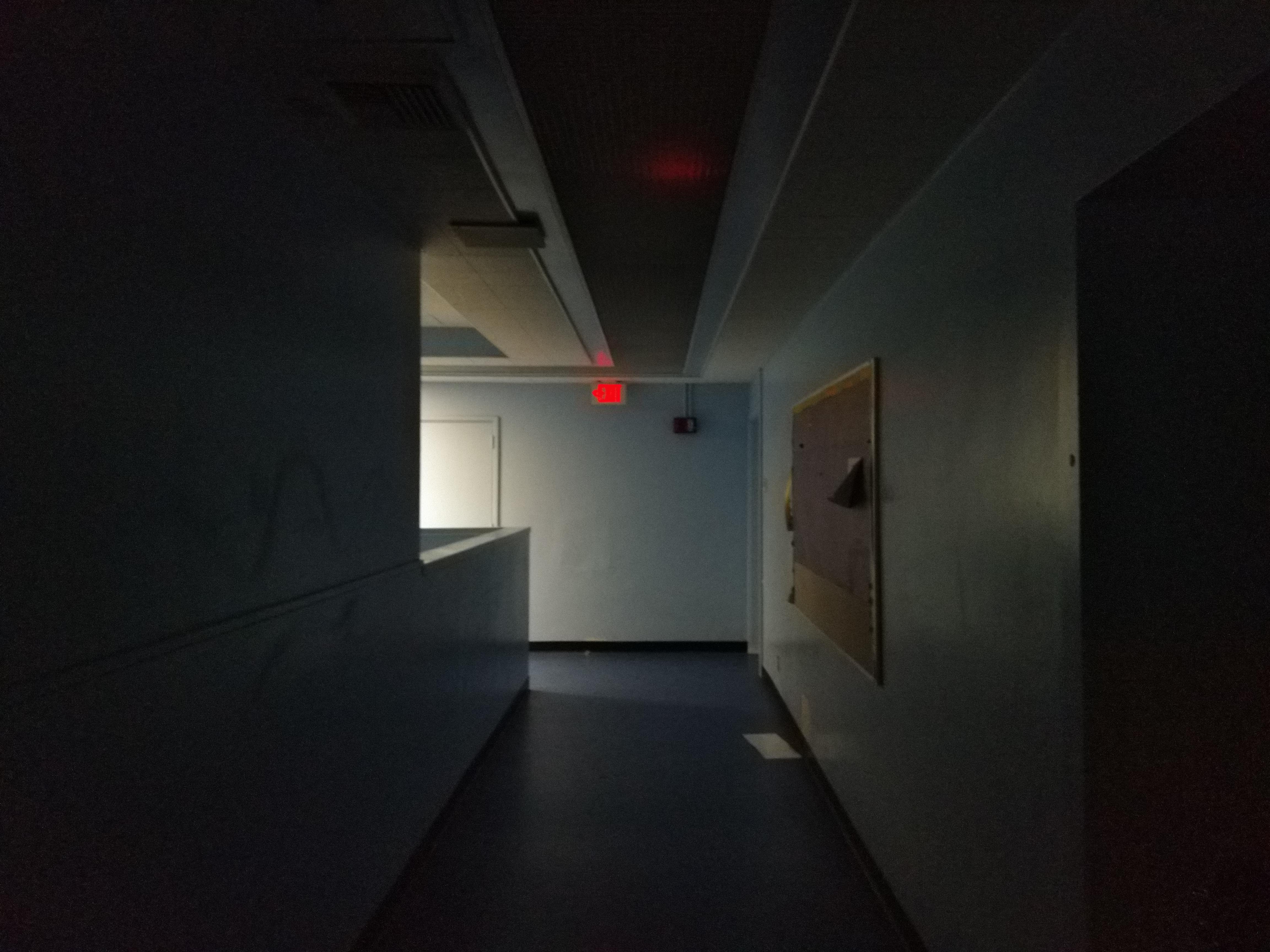 After hours of venturing through dark hallways, I can finally see light, and an exit sign. Could ...