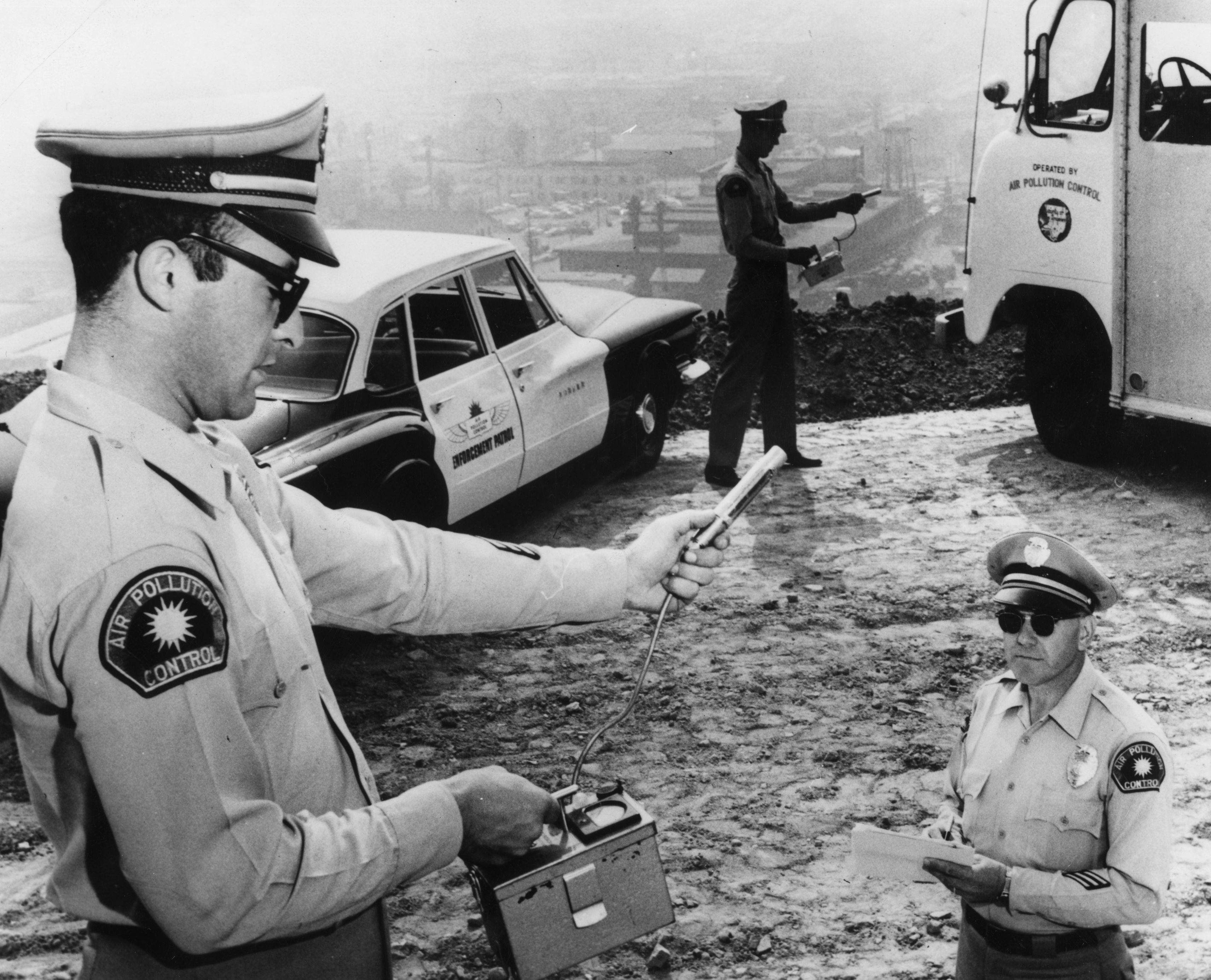 Air Pollution Control agents measure dangerously high concentrations of atmospheric pollutants ...