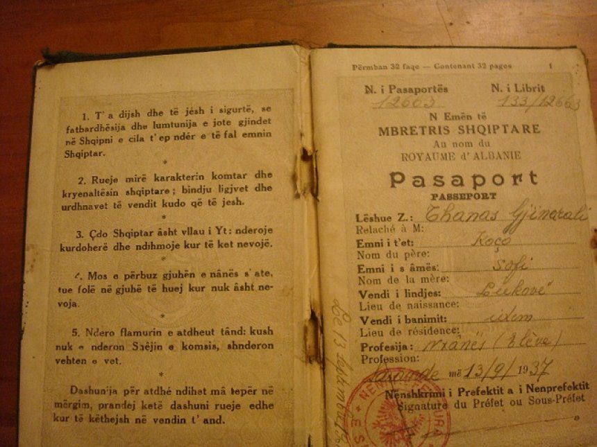 Albanian Passport of 1937. Read the left side. | Scrolller