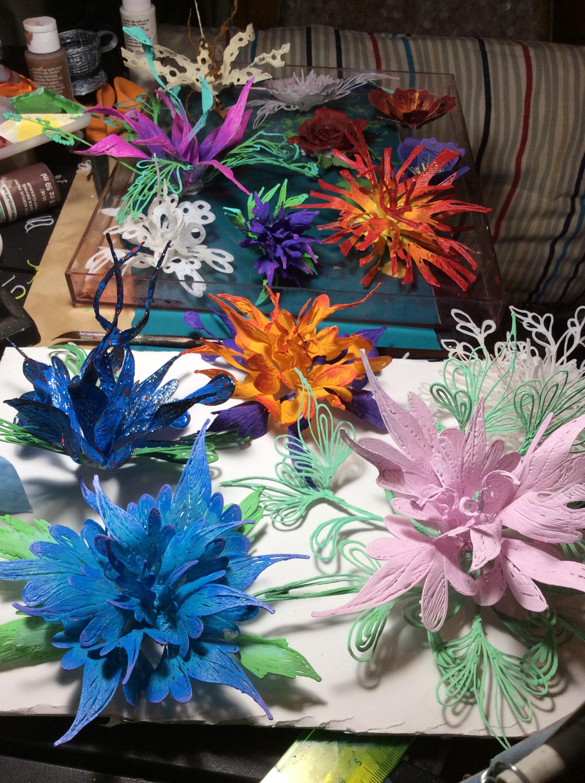 All PLA based, hand extruded florals from my Extraterrestrial Garden. The work space is really ...