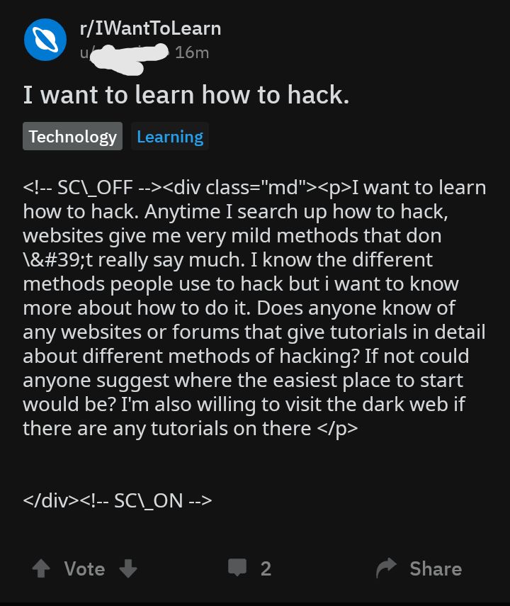 An aspiring masterhacker | Scrolller