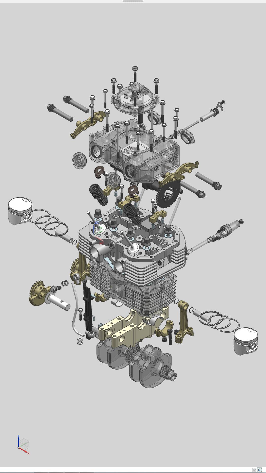 An exploded isometric view of an engine I created in NX. | Scrolller