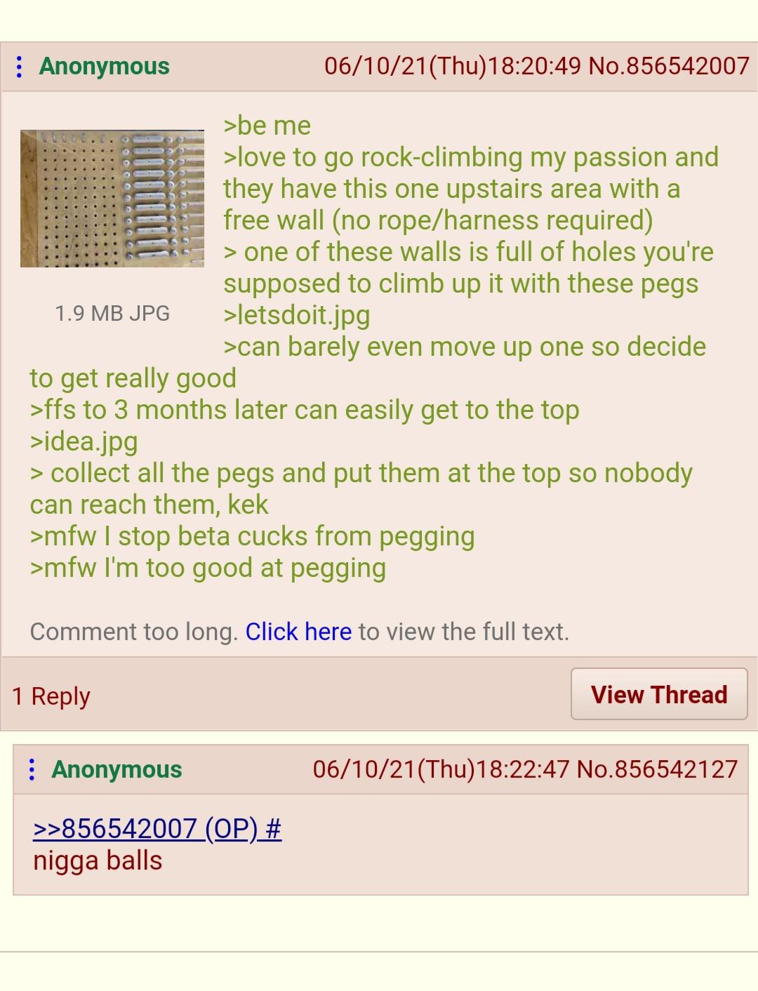 Anon experiments with pegging. | Scrolller