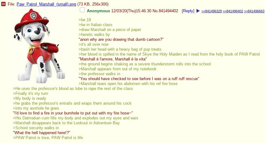 Anon is really into Paw Patrol. | Scrolller