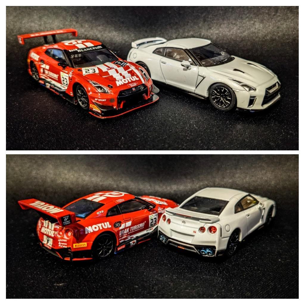 Another happy couple: Spark GT-R Nismo GT3 and Kyosho GT-R 50th Anniversary in Pearl White ...
