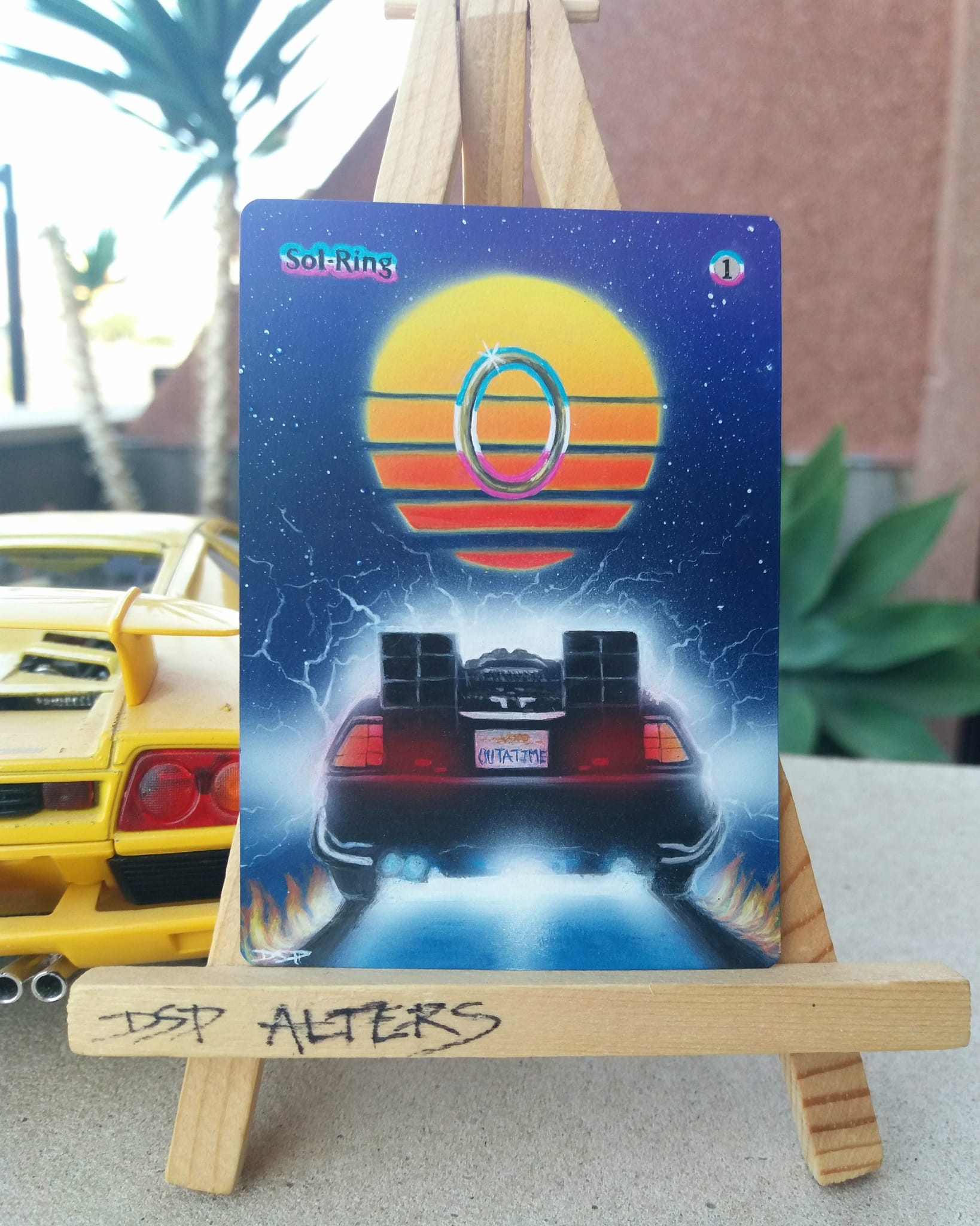 Another Sol Ring retrowave style alter, this time with the DeLorean from Back to the Future! ☀️🚘 ...