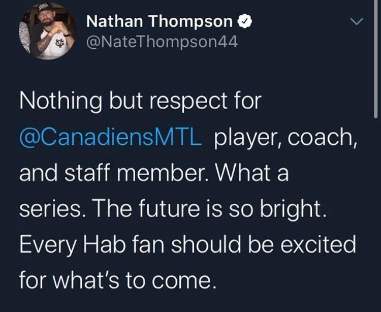Appreciation post for Nate Thompson, still such a class act | Scrolller