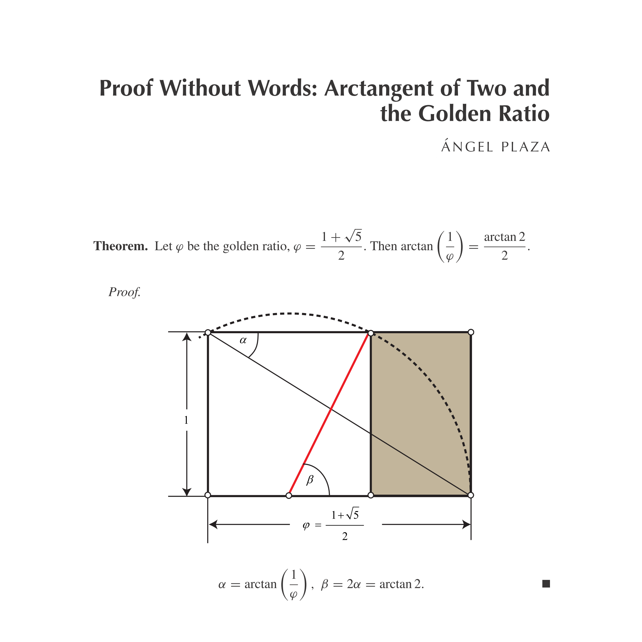 Arctangent of Two and the Golden Ratio | Scrolller