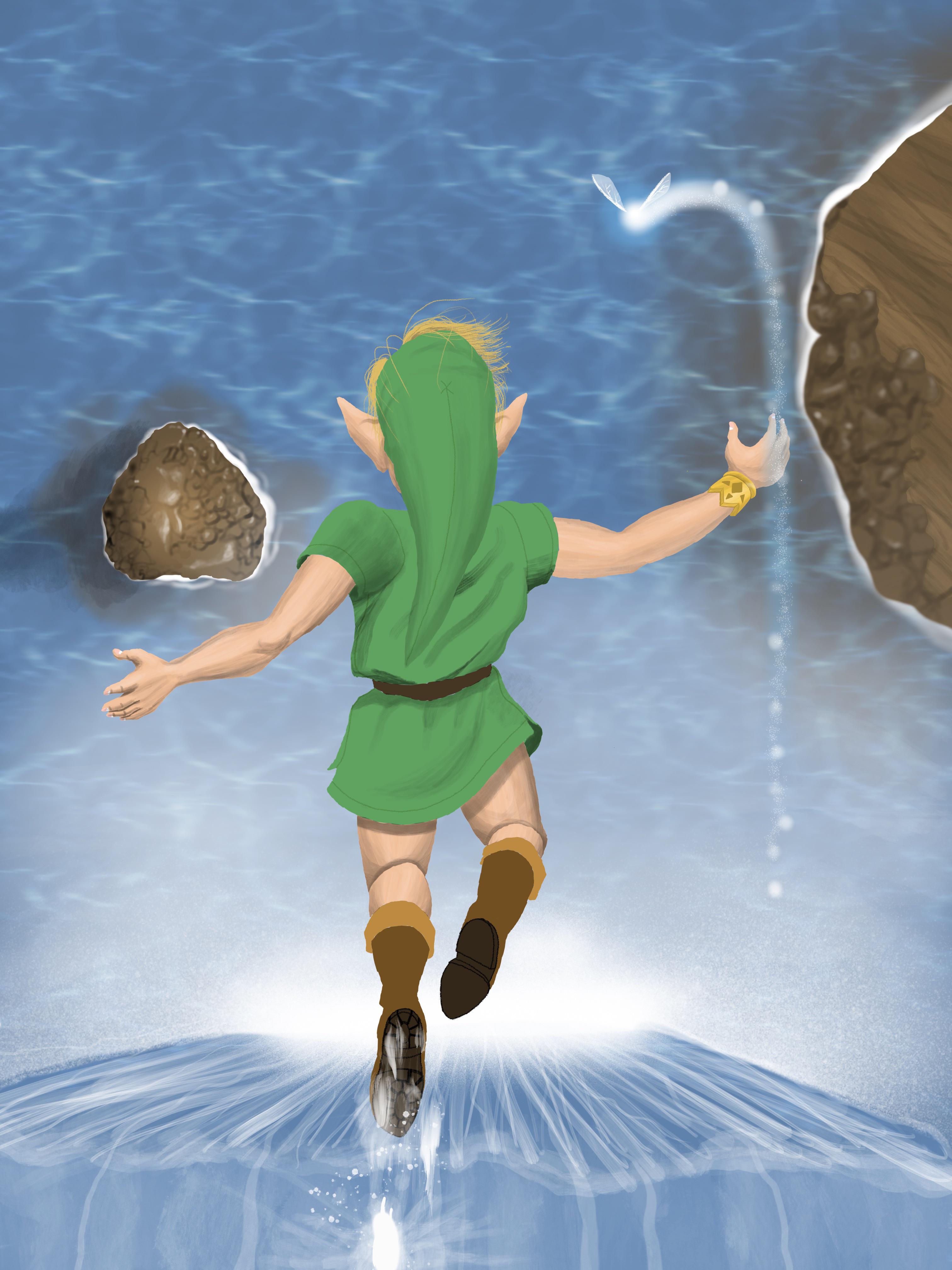 Art - Link Jumping Off Waterfall | Scrolller