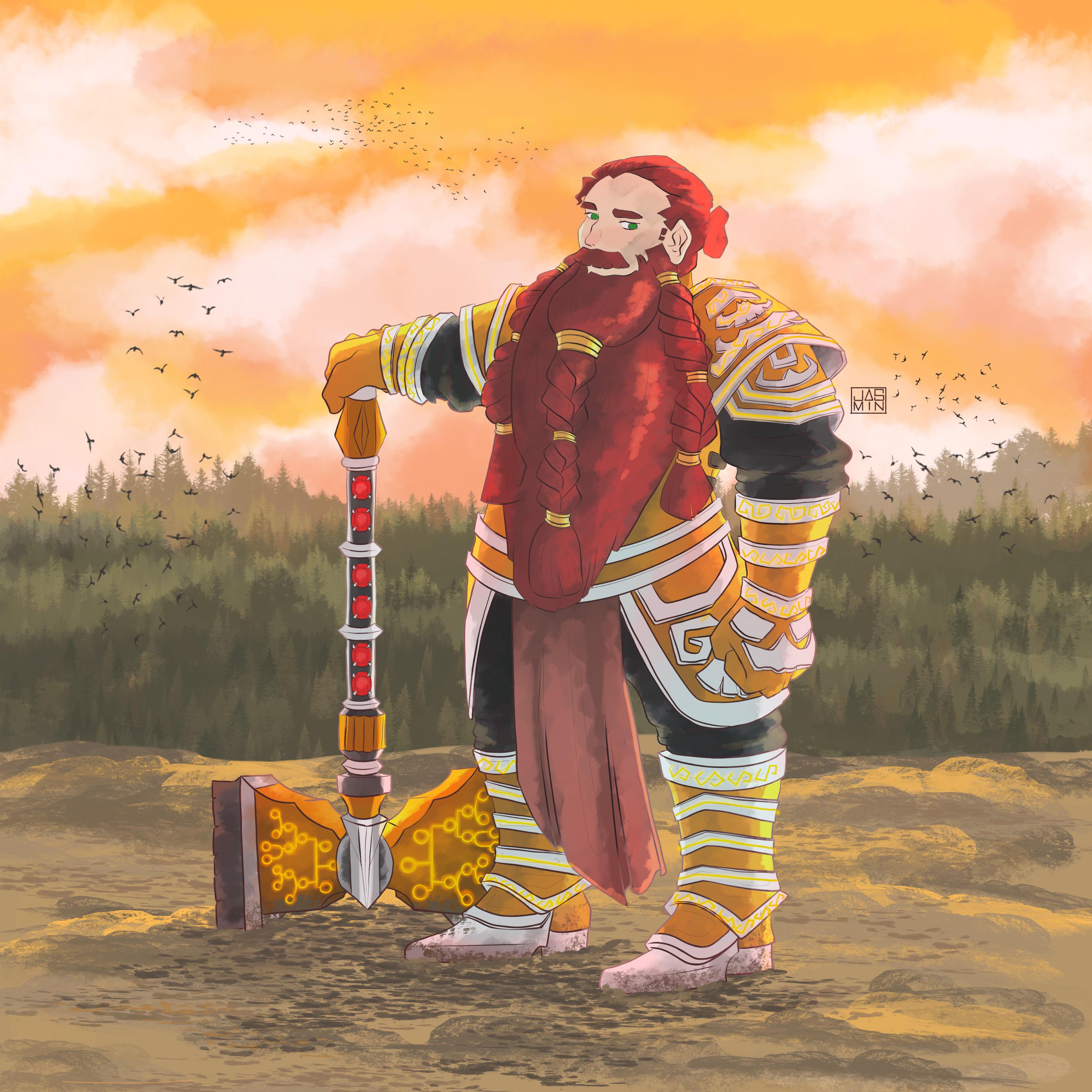 [ART][OC] Malik, A Forge Cleric Dwarf! A commissioned piece for a client! :) | Scrolller