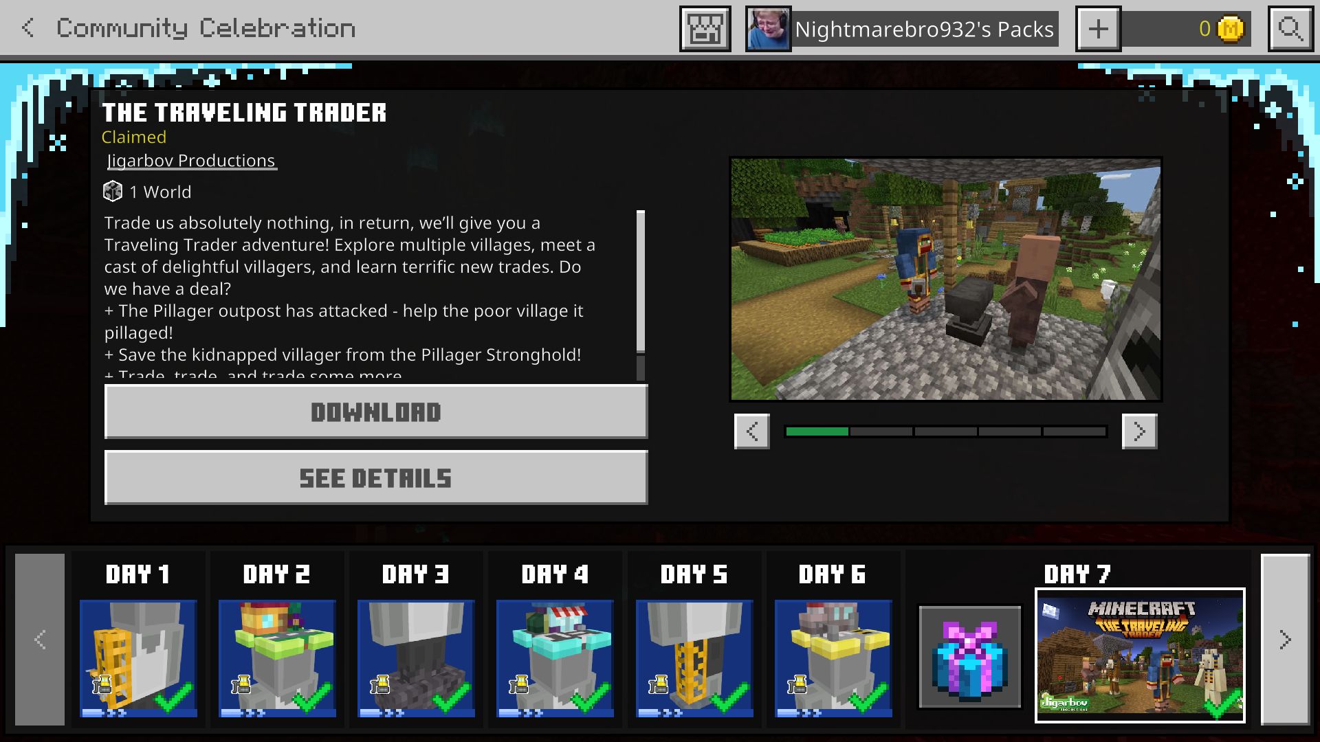 As part of the Minecraft Bedrock event you get free things every day but today is something that ...