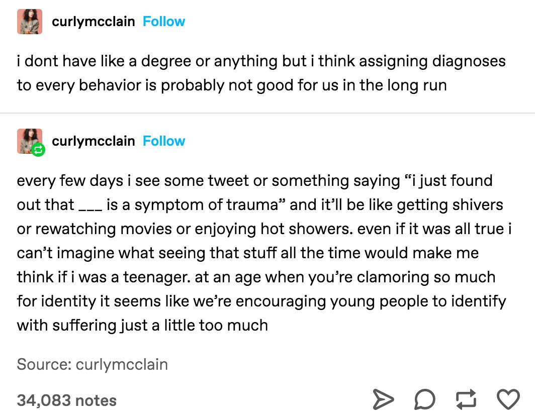 assigning diagnoses to every behavior | Scrolller